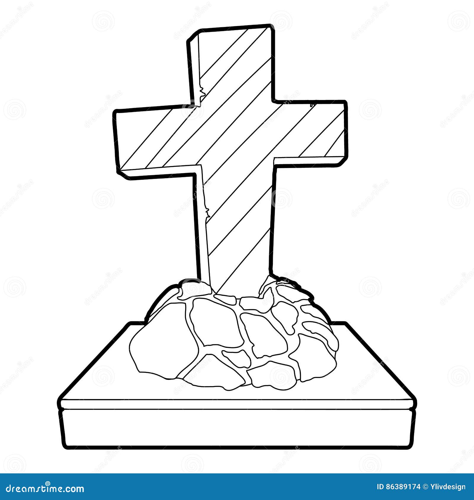 Grave icon, outline style stock vector. Illustration of rest - 86389174