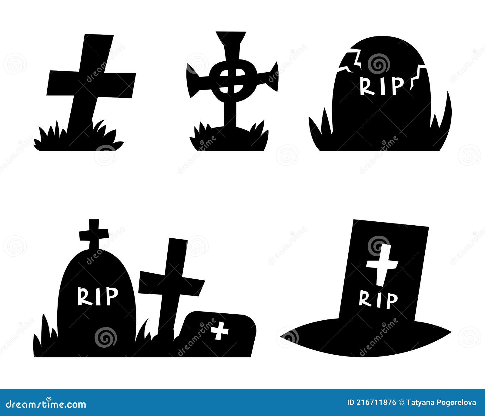 Grave Icons Set on White Isolated Background. Vector Illustration Stock ...