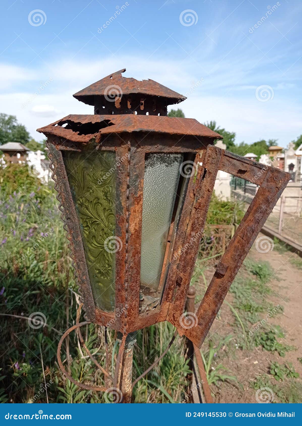 Rusty Graveyard Lamp in a Cemetery Stock Photo - Image of ruins, garden ...