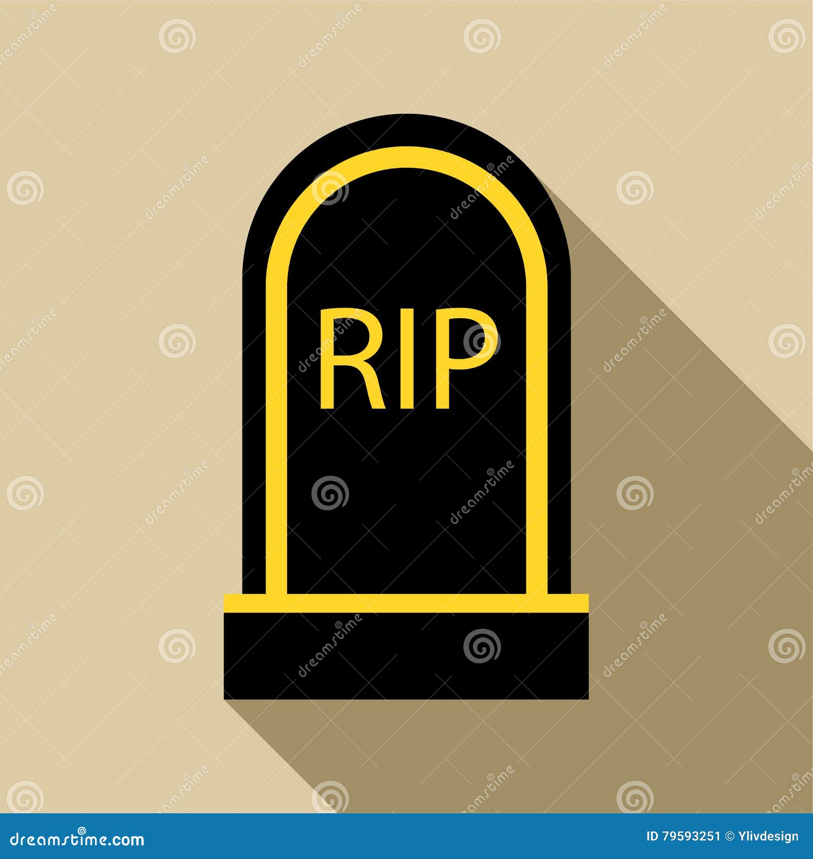 Grave RIP icon, flat style stock vector. Illustration of headstone ...