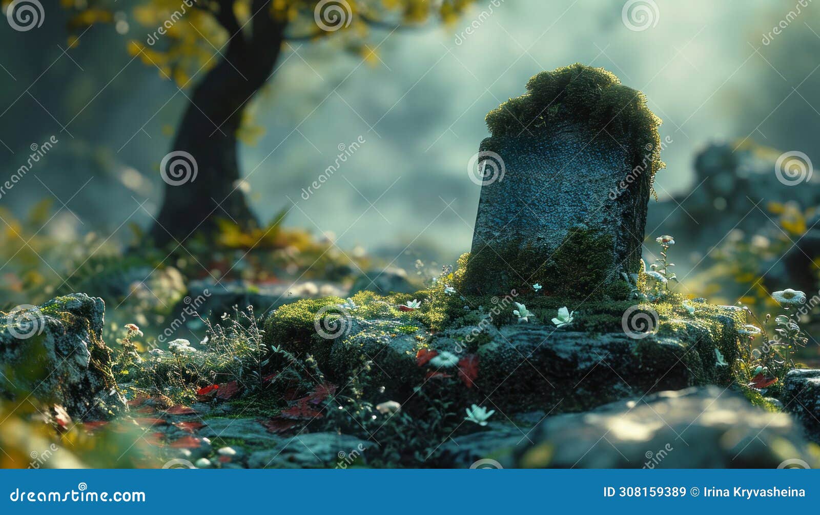 A Grave with a Rip Written in it by a Tree, Stock Image - Image of ...