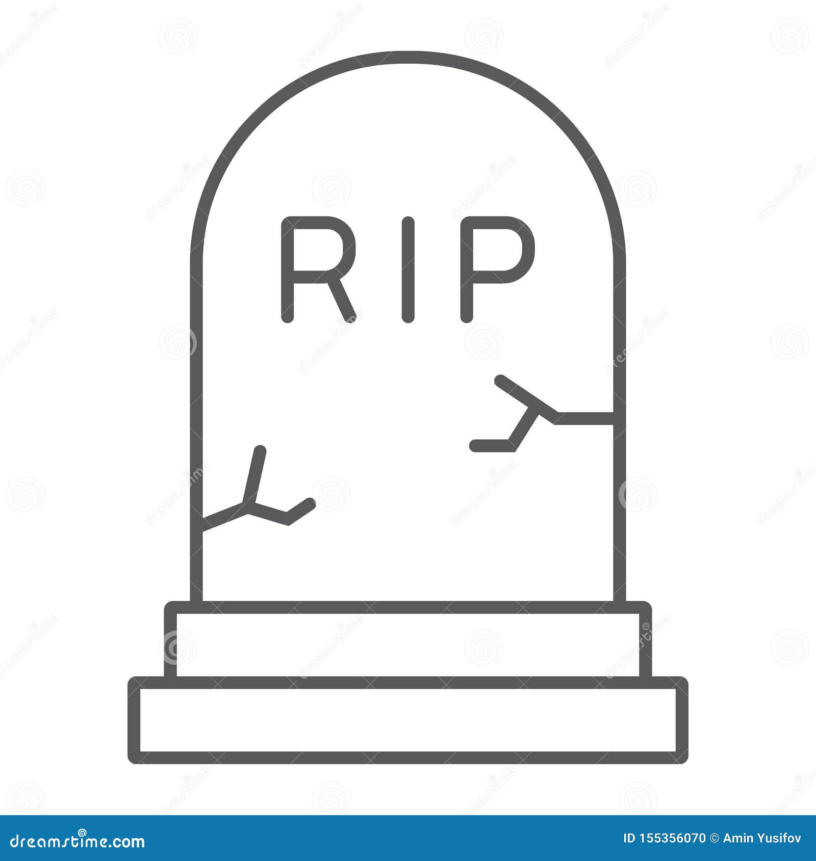 Grave Thin Line Icon, Gravestone and Funeral, Tombstone Sign, Vector ...