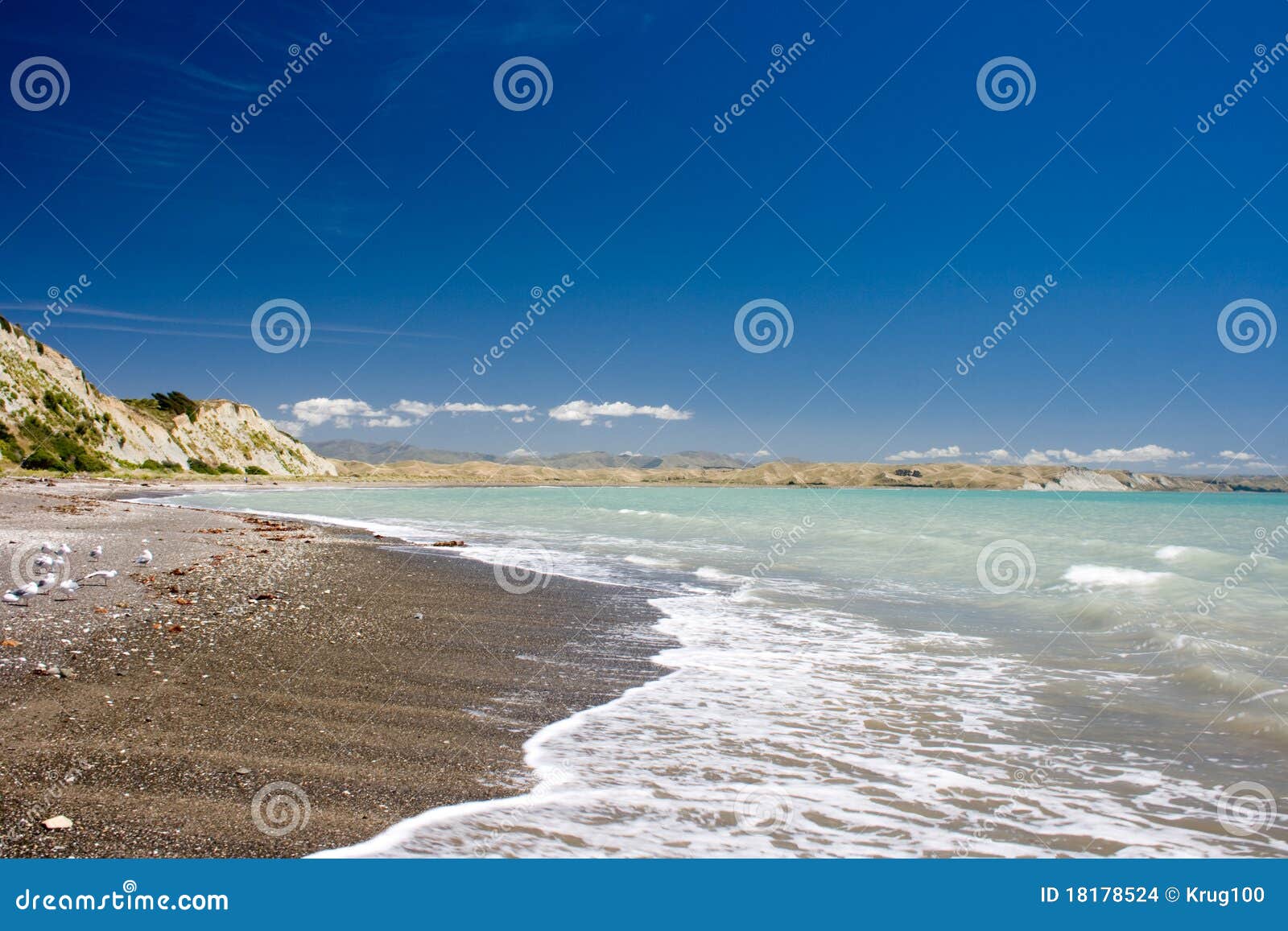 Gravel Beach with Cliff on Background Stock Photo - Image of recreation ...
