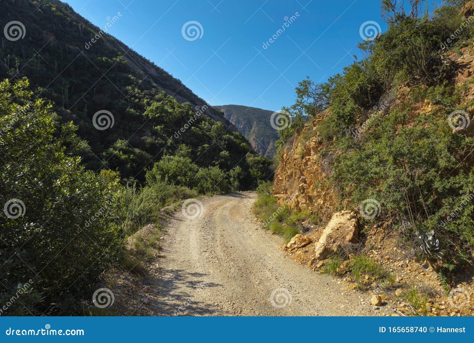 Gravel Mountain Pass through Green Valley Stock Photo - Image of ...