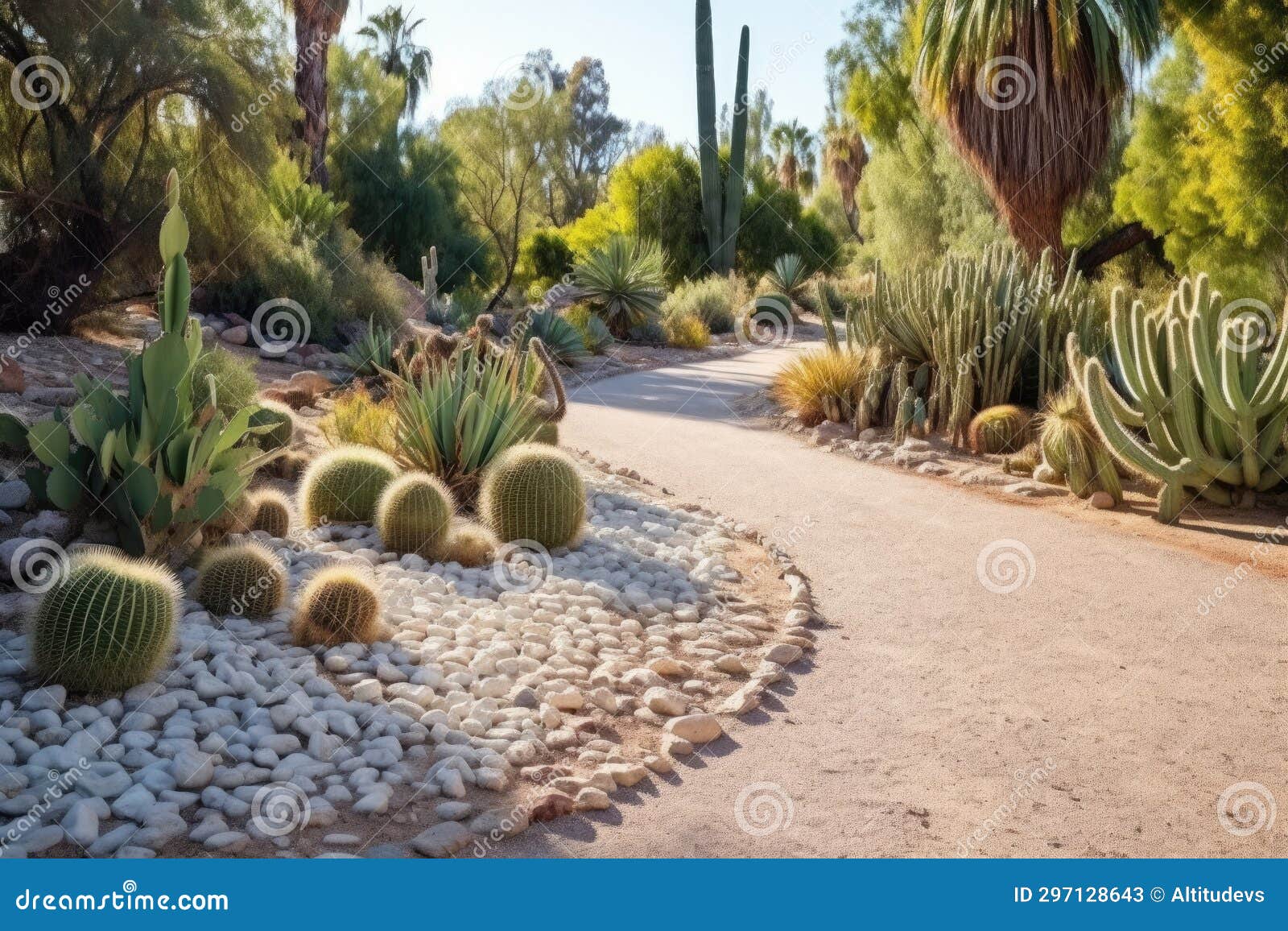 Gravel Path Snaking through a Cacti-studded Desert Park Stock Image ...