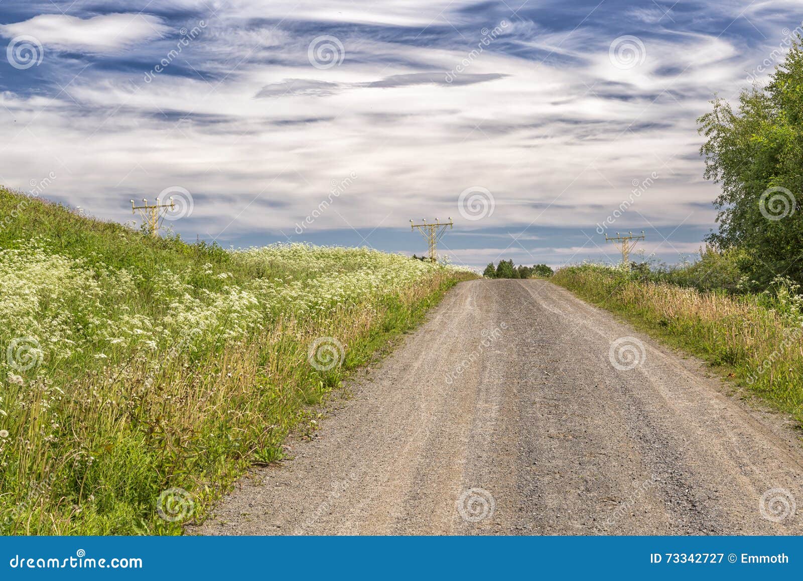 Gravel Road and Approach Lighting System Stock Image - Image of gravel ...