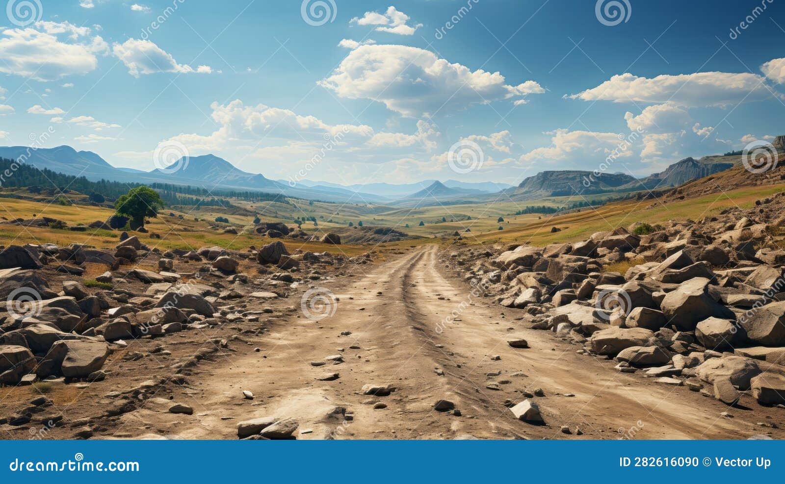 Gravel Road with Rocks and Gravel. Generative AI. Stock Illustration ...