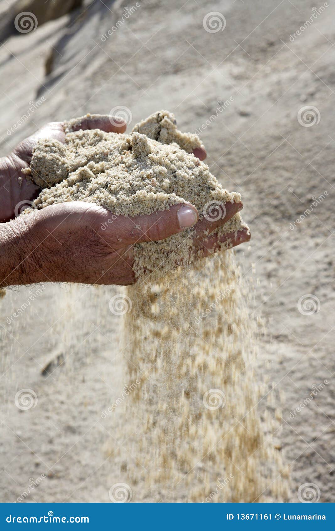 Gravel Sand in Man Hands in Quarry Background Stock Image - Image of ...