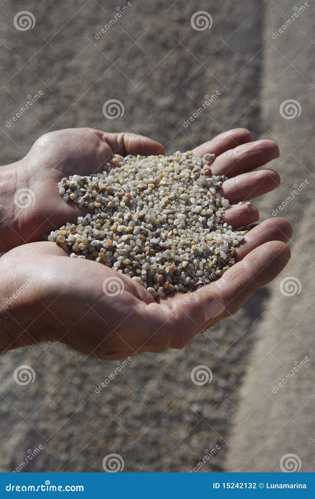 Gravel Sand in Man Hands in Quarry Background Stock Photo - Image of ...