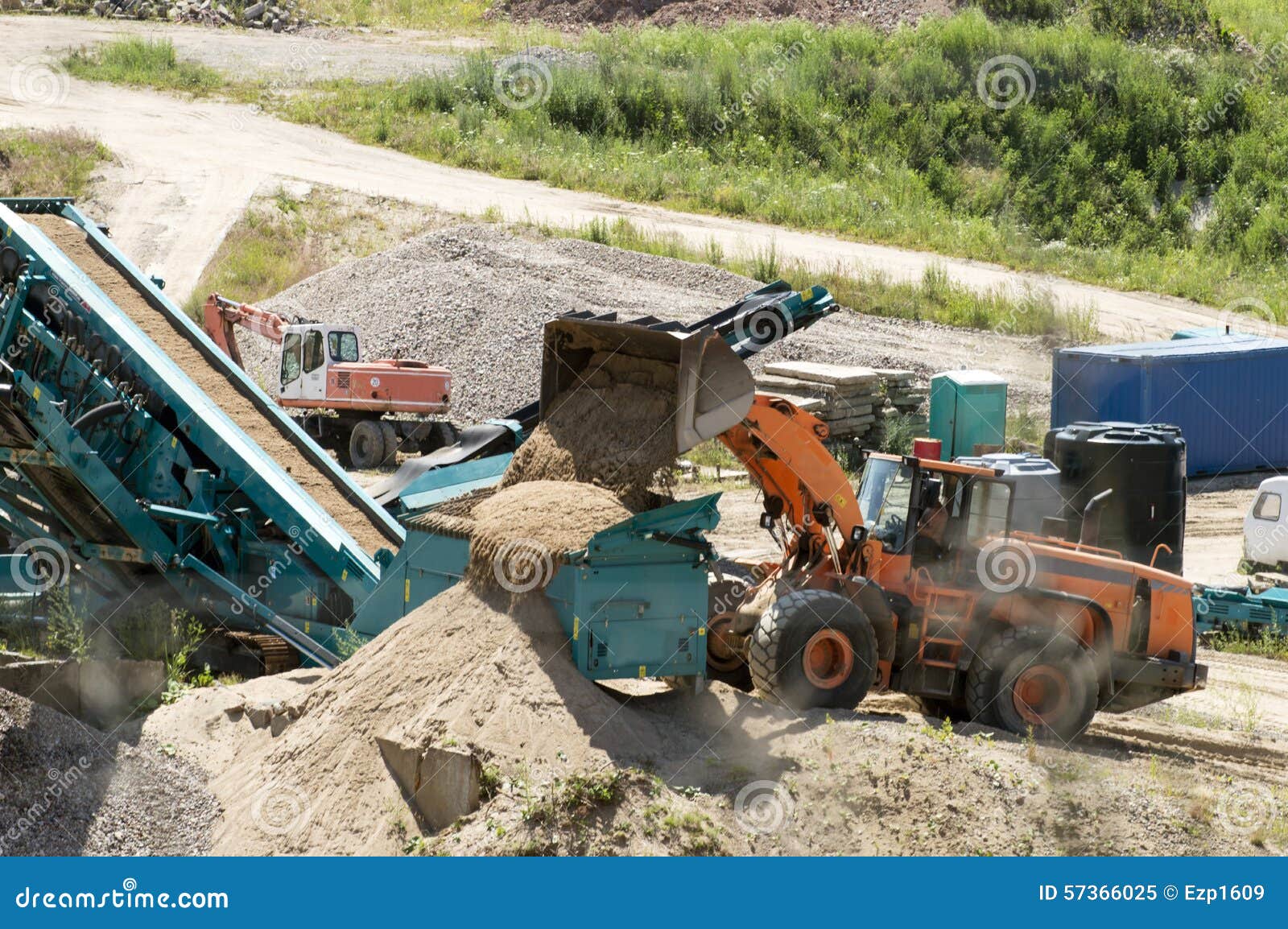 Gravel screening stock image. Image of loader, soil, gravel - 57366025