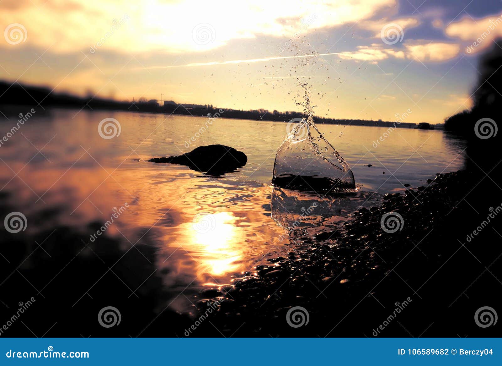 Gravel Splash at River Beach Surreal Color Stock Photo - Image of shore ...