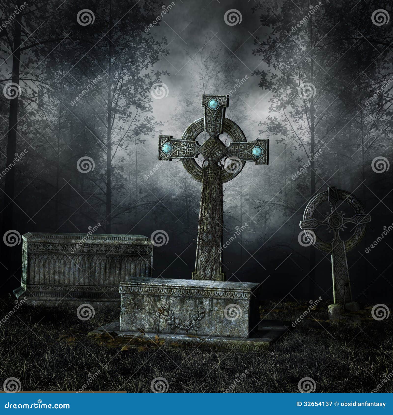 Dark Cemetery Graves