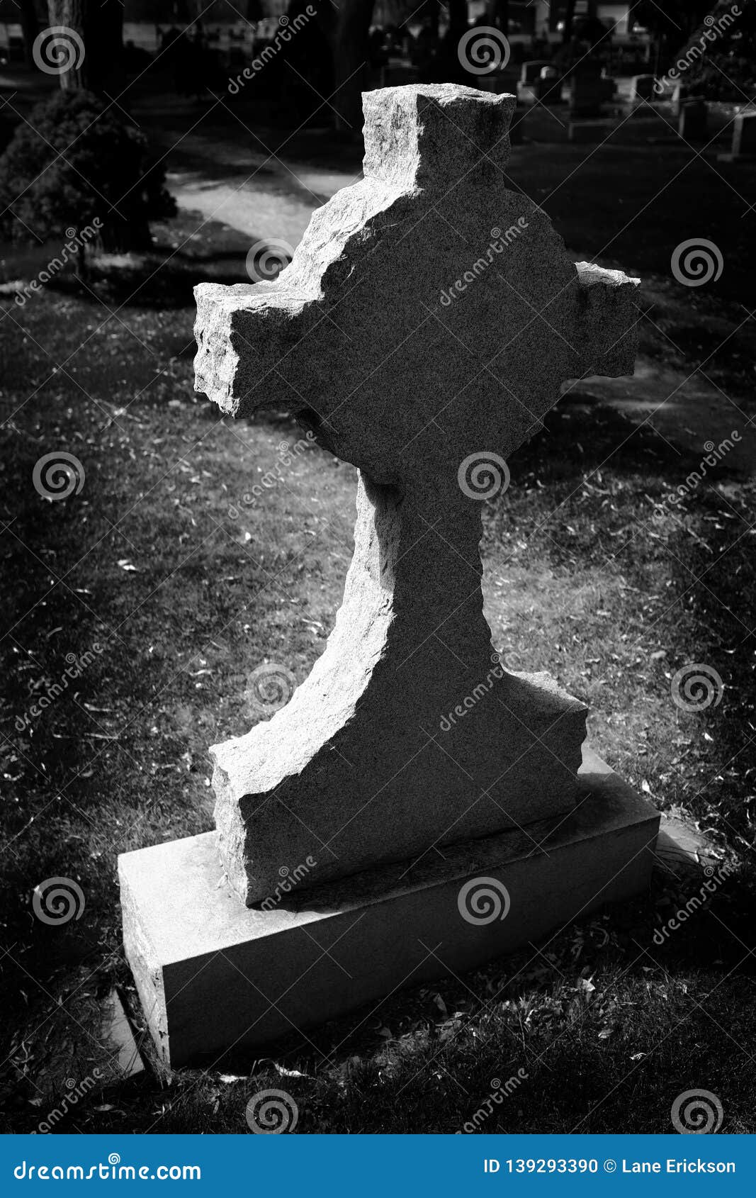 Gravestone Cross in Cemetery Death Marker Grave Stone Stock Photo ...
