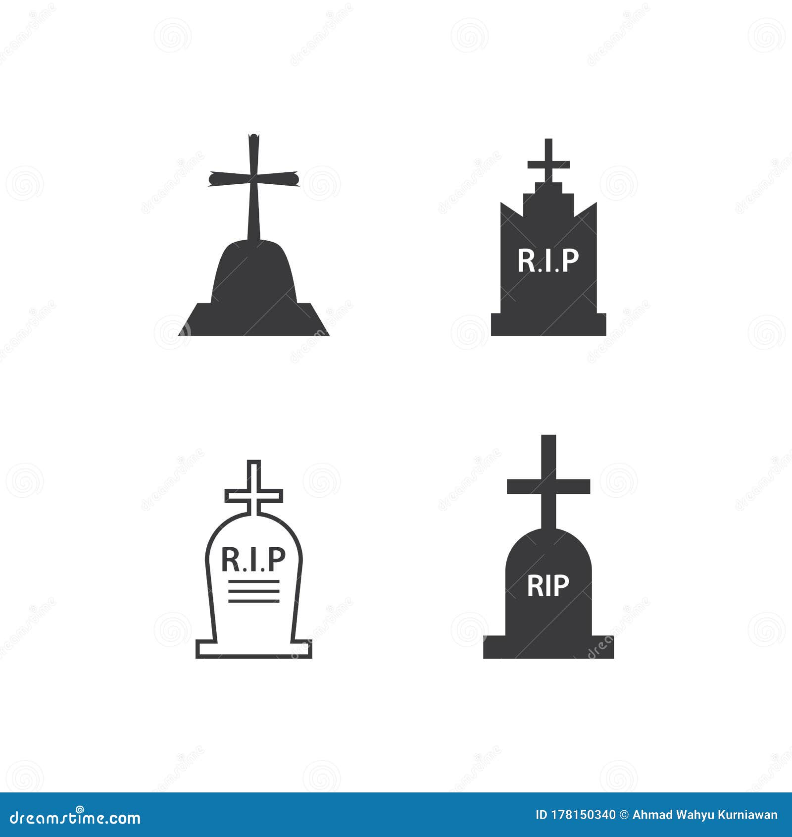Gravestone icon stock vector. Illustration of cross - 178150340