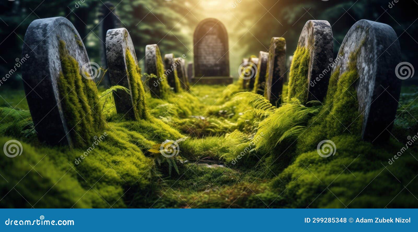 A Gravestone with Moss Growing on it Stock Illustration - Illustration ...