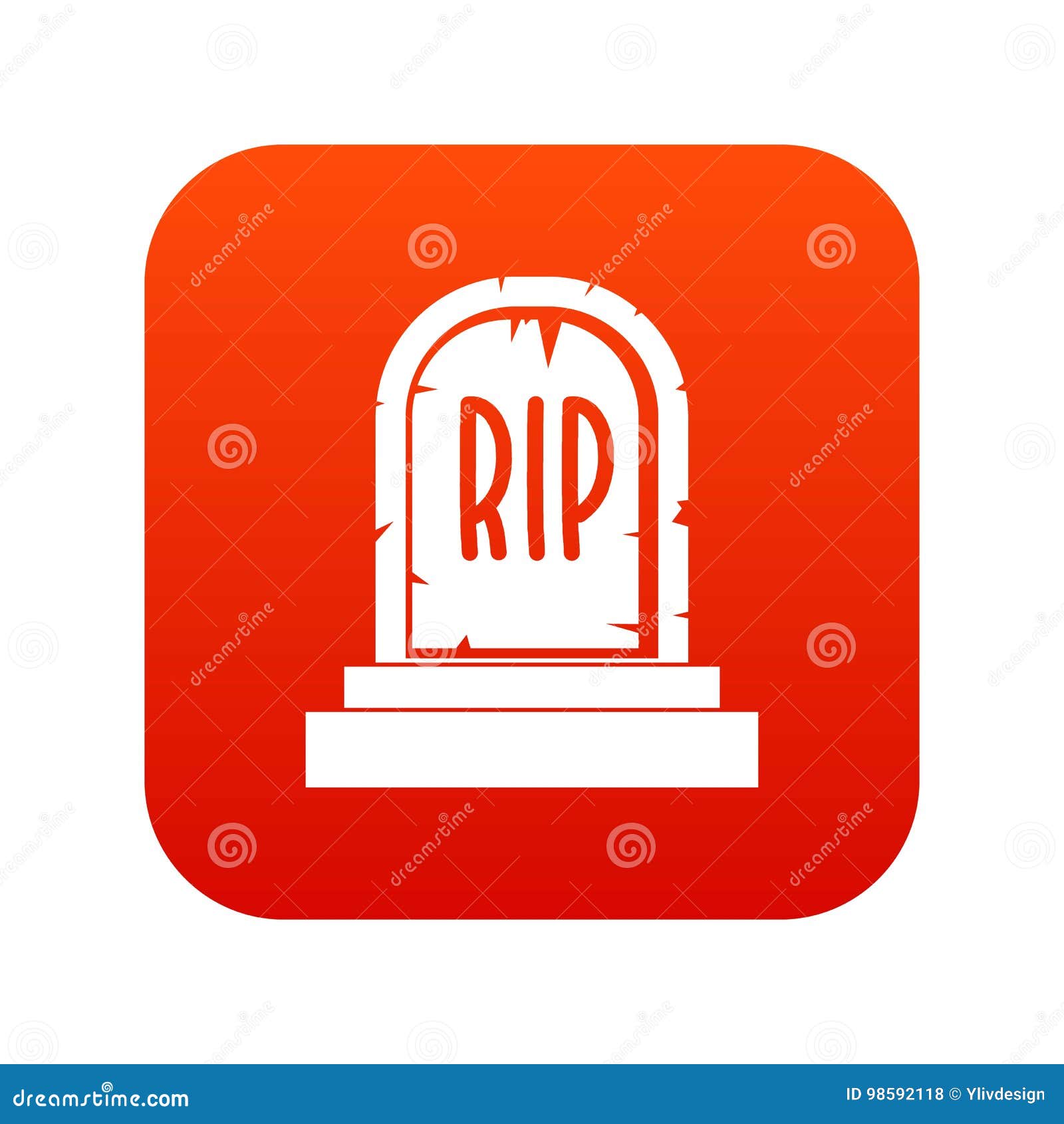 Gravestone with RIP Text Icon Digital Red Stock Vector - Illustration ...