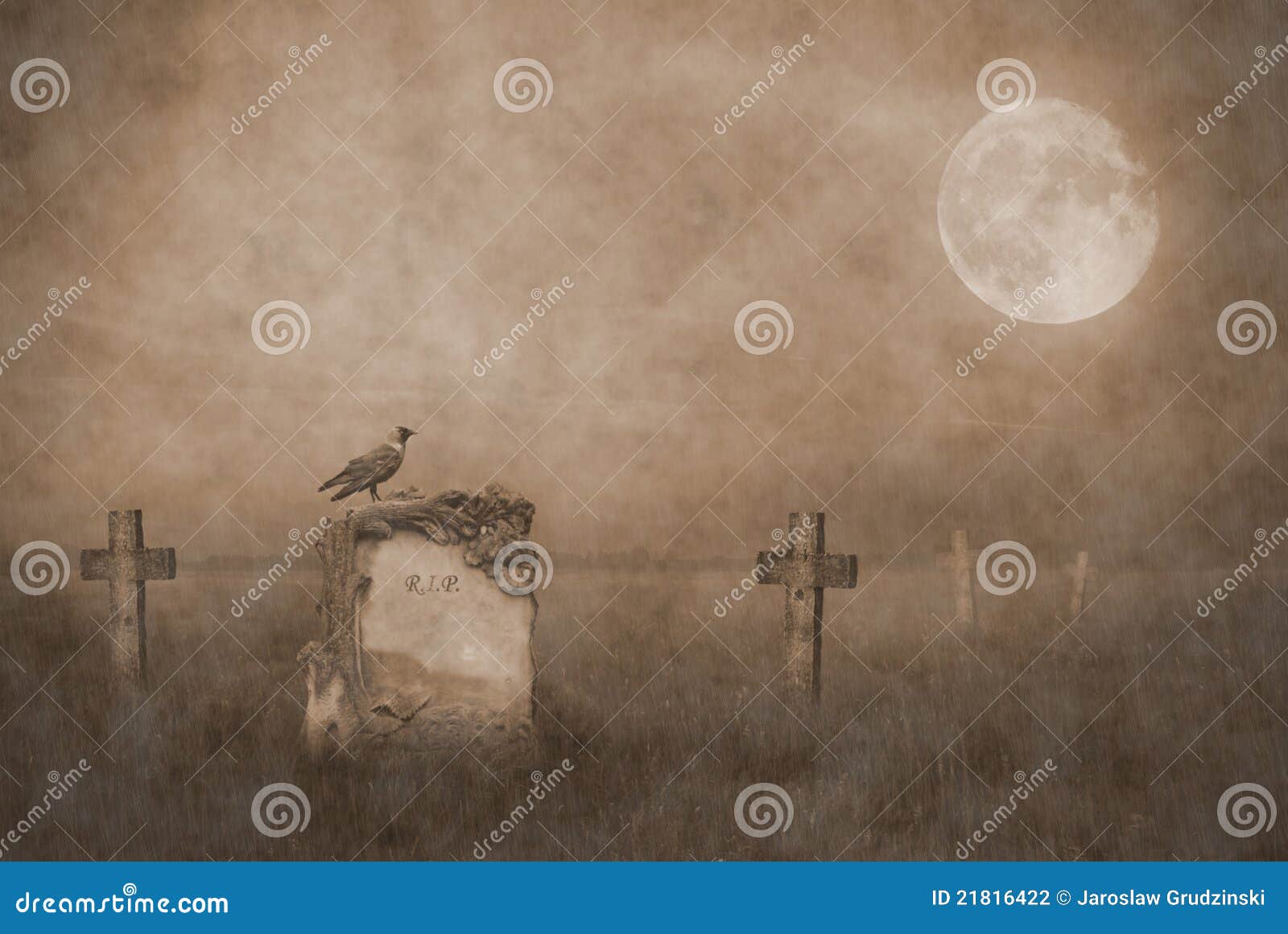 Gravestones in moonlight stock photo. Image of fantasy - 21816422
