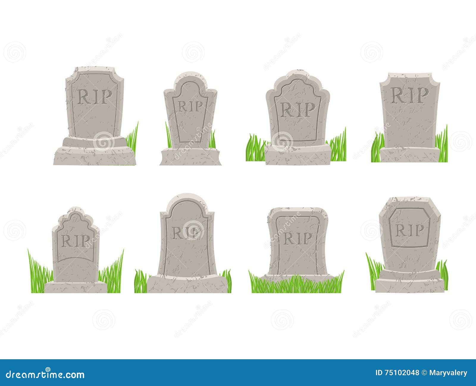 Gravestones Set. Old Tomb Collection. Ancient RIP. Grave on Whit Stock ...