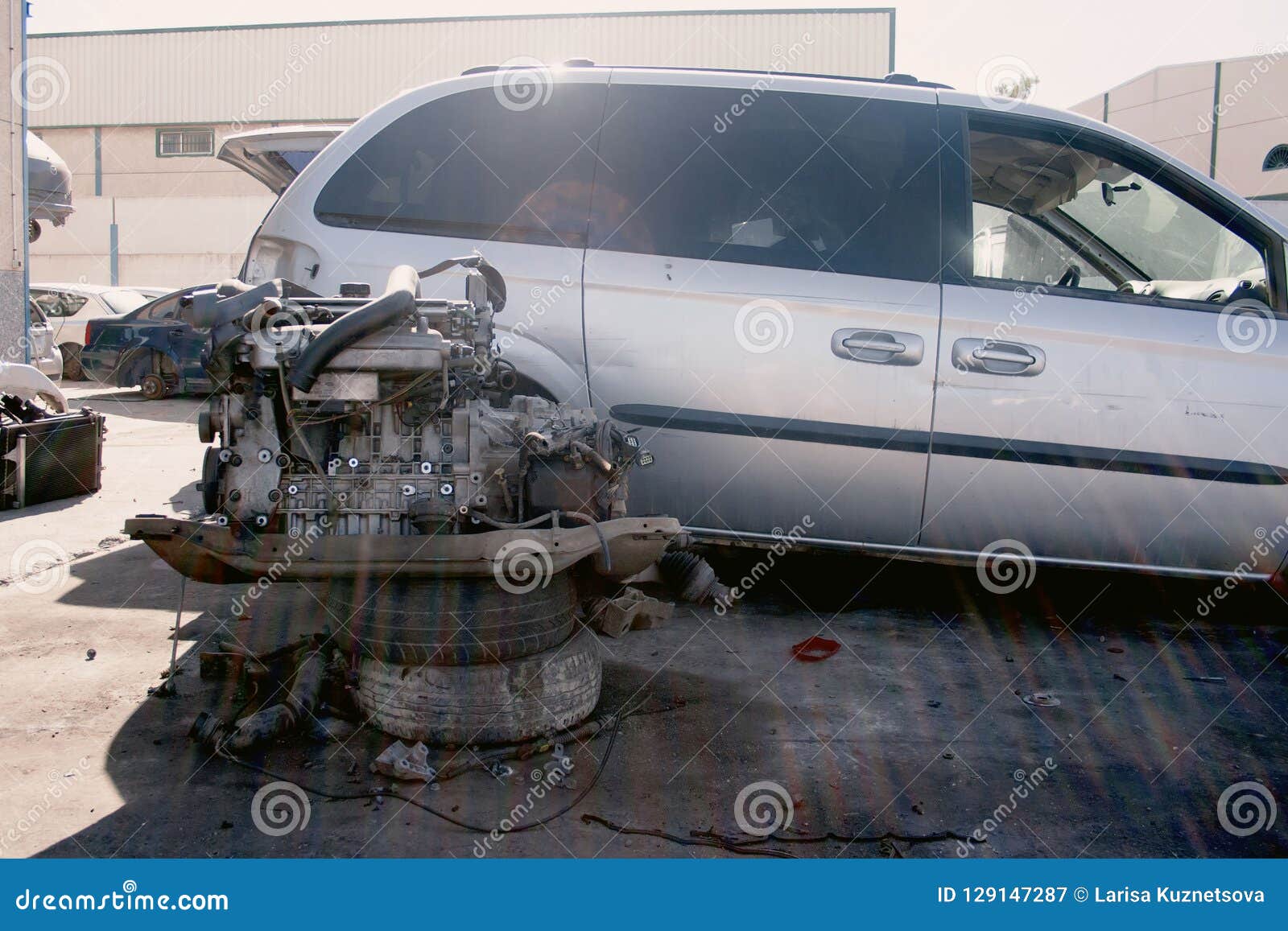 Crashed Cars Junkyard Scrap Material Stack Automobile Stock Image ...