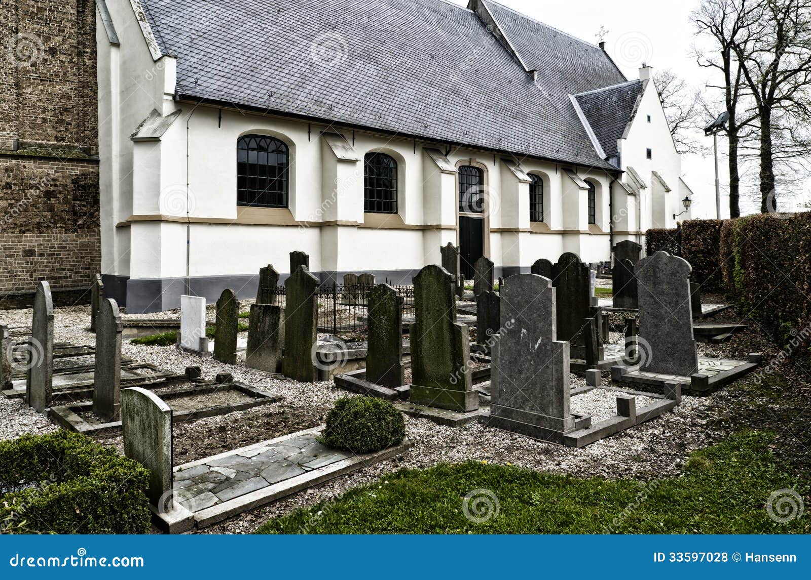 Graveyard with church stock photo. Image of worship, building - 33597028