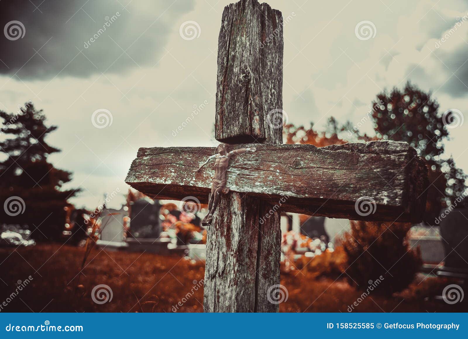 Graveyard Crosses on Different Backgrounds Stock Image - Image of crash ...