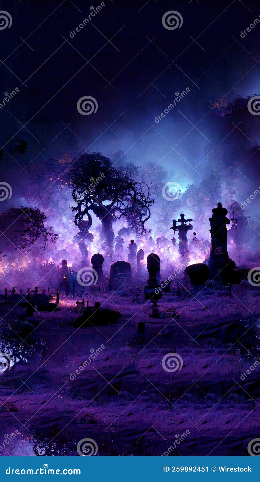 Graveyard in a Gnarly Forest Stock Image - Image of cemetery, statue ...