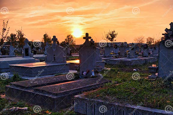 Graveyard stock photo. Image of dawn, dusk, setting - 343332762