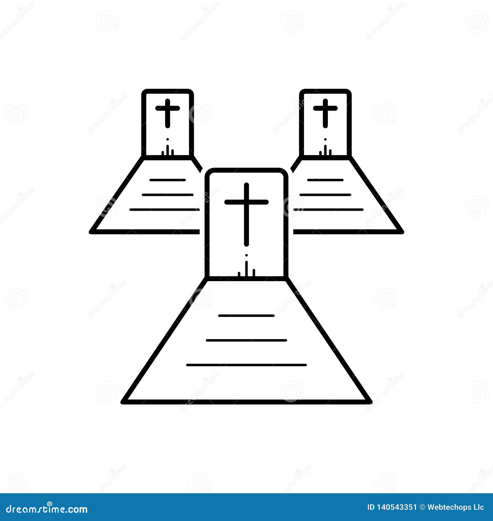 Black Line Icon for Graveyard, Town and Cemetery Stock Vector ...