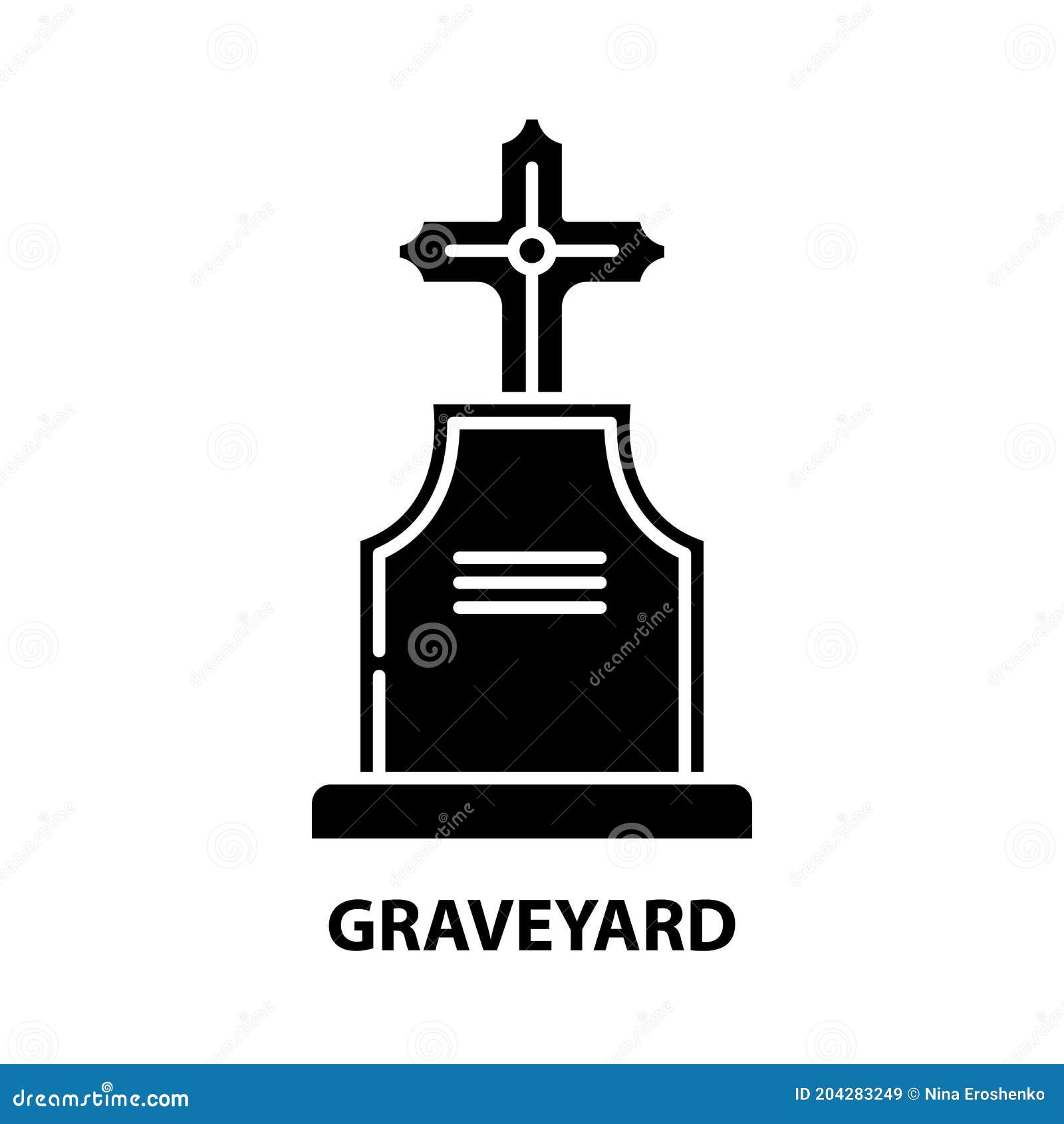 Graveyard Icon, Black Vector Sign with Editable Strokes, Concept ...
