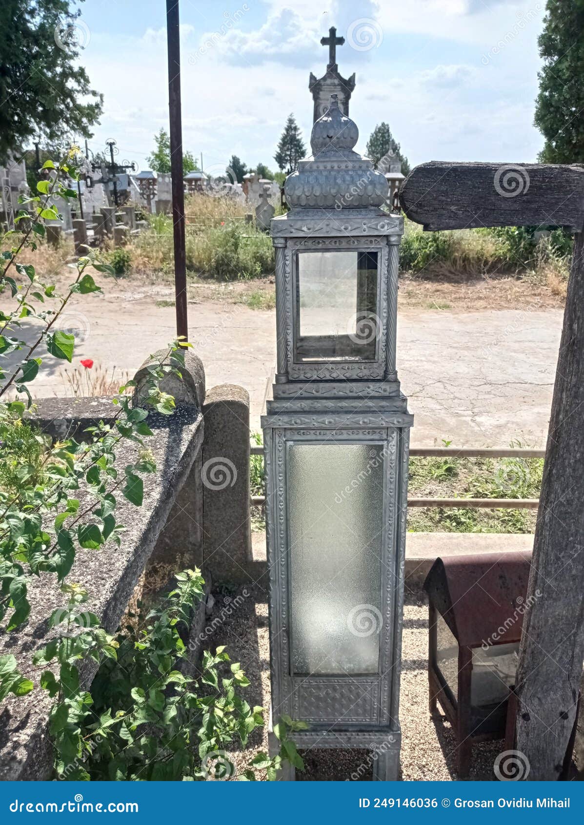 Graveyard Lamp in the Cemetery Stock Photo - Image of yard, statue ...