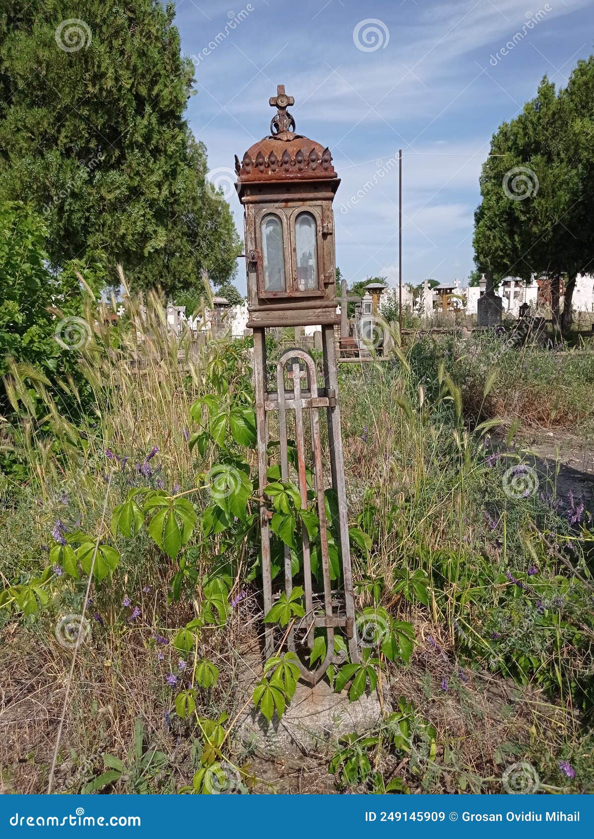 Graveyard Lamp in the Cemetery Stock Image - Image of building ...