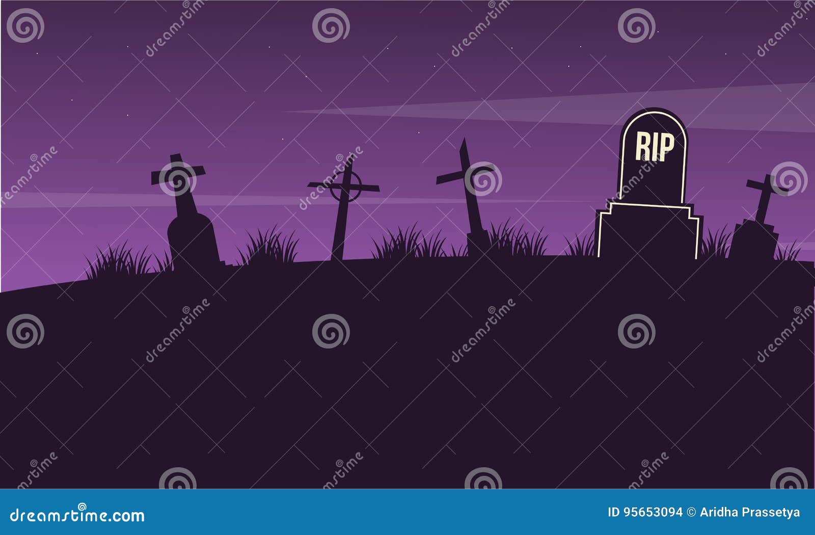 Graveyard Landscape on Halloween Collection Stock Vector - Illustration ...