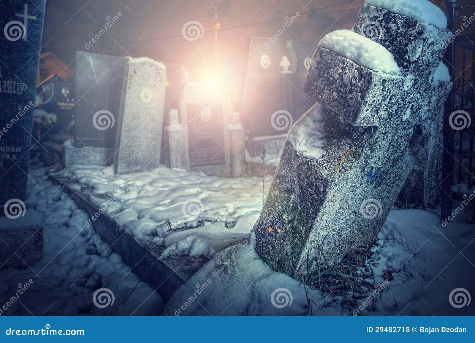 Graveyard at night stock photo. Image of stones, cemetery - 29482718