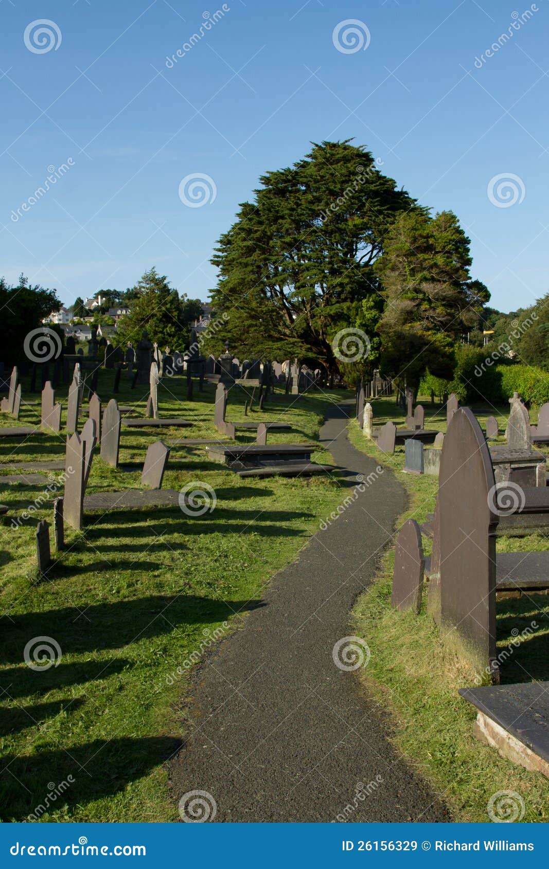 Graveyard path. stock image. Image of tarmac, manicured - 26156329