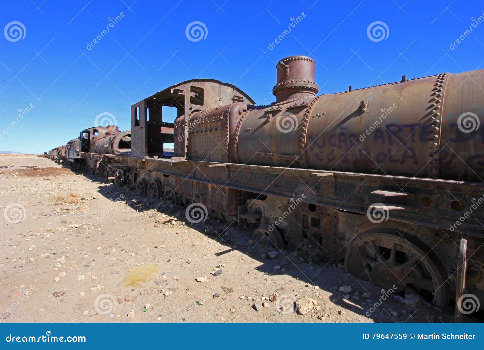 Graveyard of Rusty Old Trains in Uyuni, Bolivia Stock Image - Image of ...