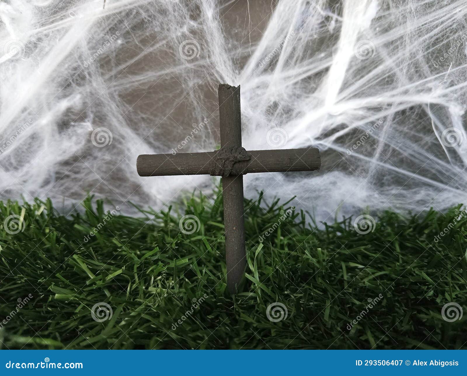 Graveyard Scene with a Wood Cross Stock Image - Image of dead, cross ...