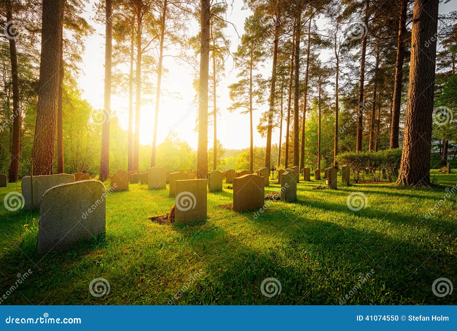 Graveyard in Sunset with Warm Light Stock Photo - Image of death ...
