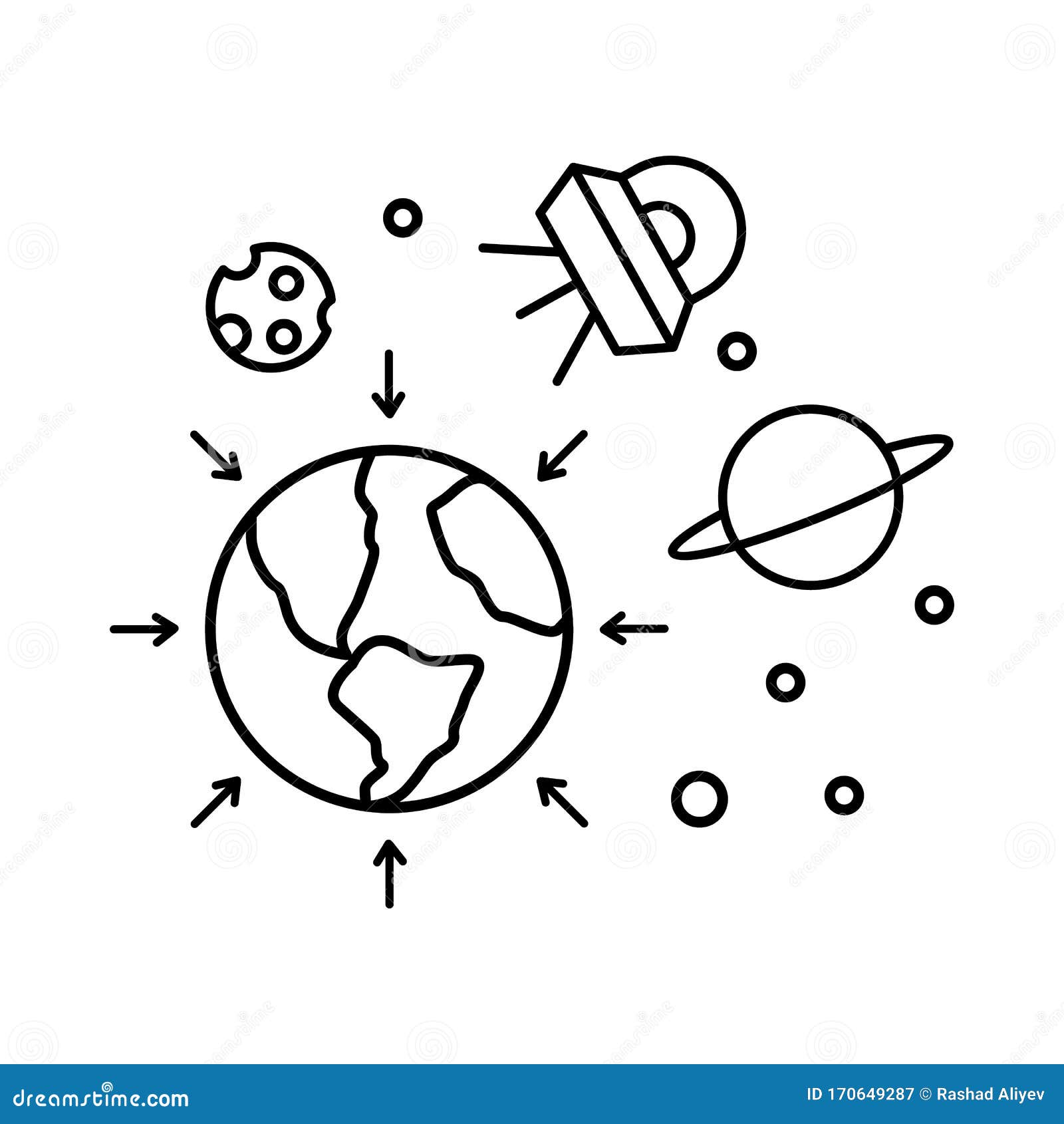 Gravitational Forces on Moon To Spaceship Icon. Simple Line, Outline ...
