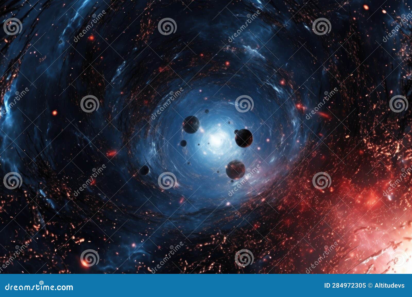 Gravitational Lensing Around a Massive Galaxy Cluster Stock Image ...