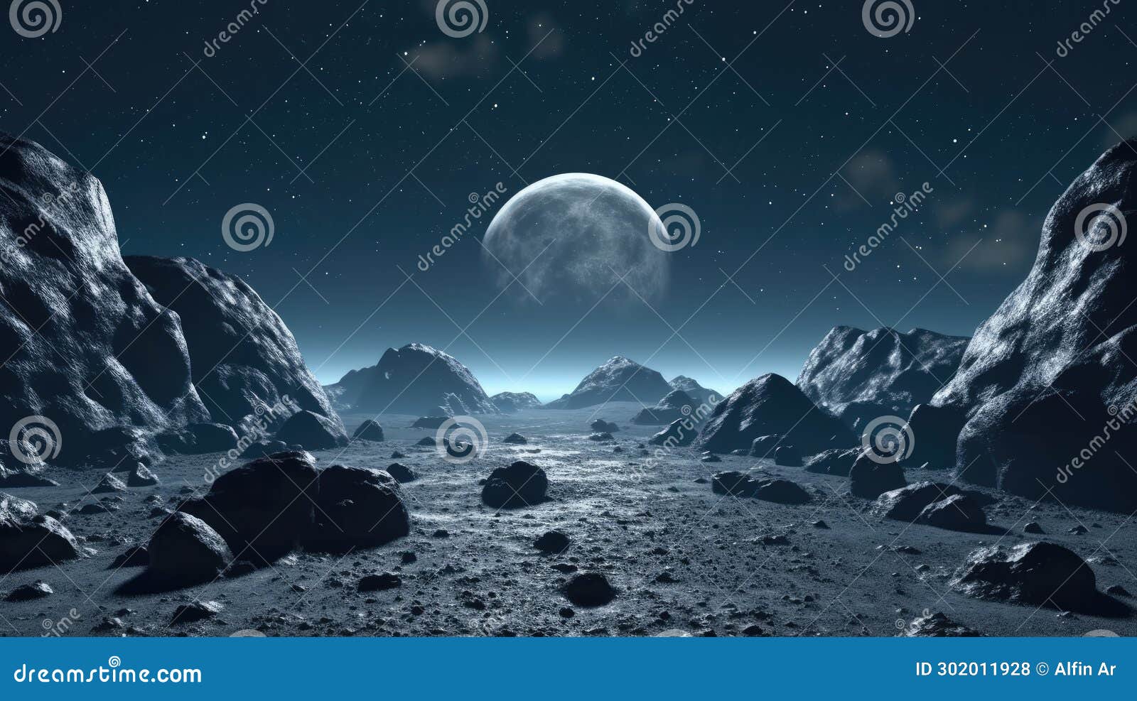 A Gravity-Defying Rock on the Moon Stock Illustration - Illustration of ...