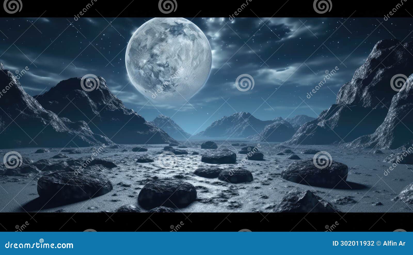A Gravity-Defying Rock on the Moon Stock Illustration - Illustration of ...