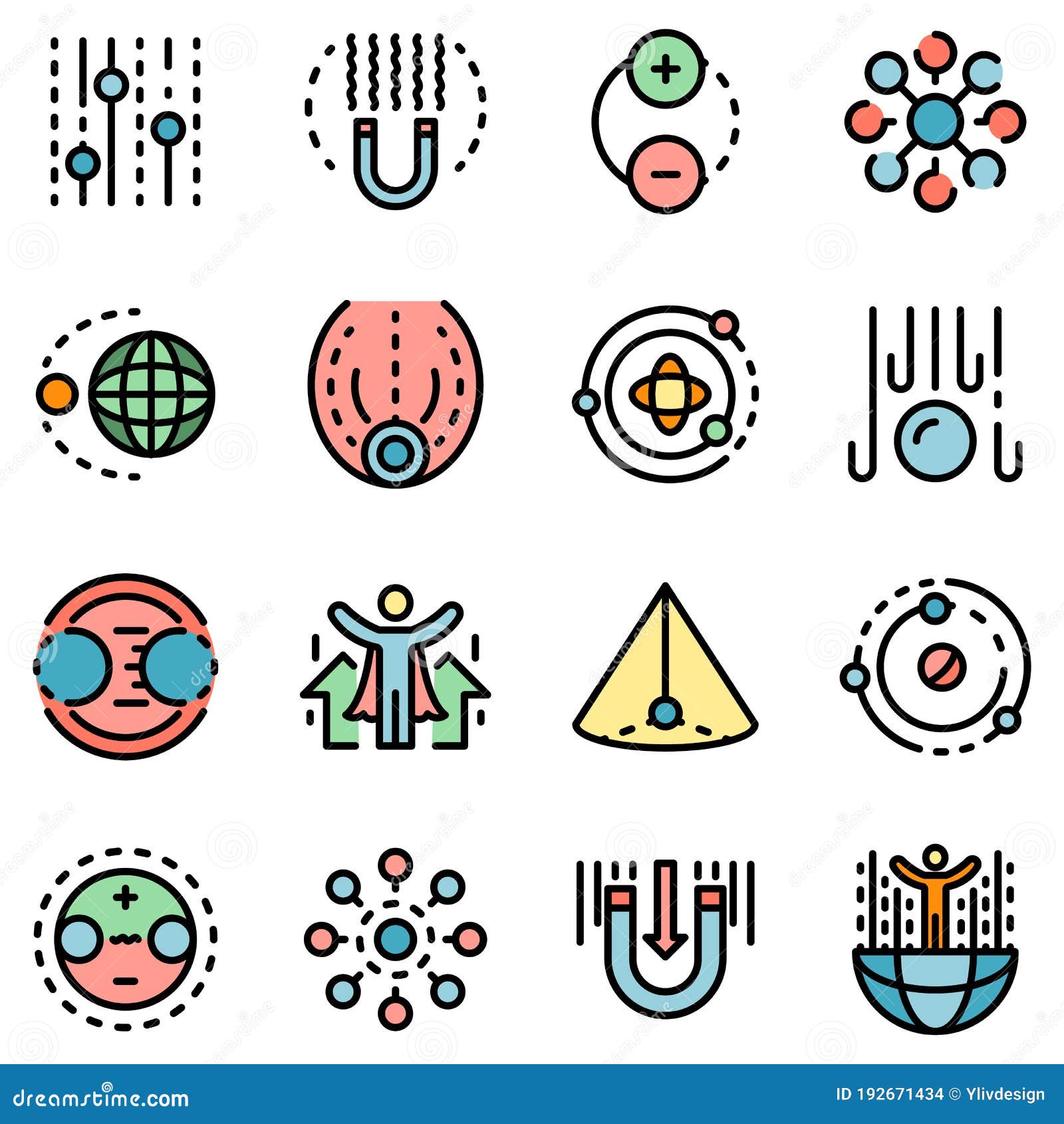 Gravity Icons Set Vector Flat Stock Vector Illustration Of Line