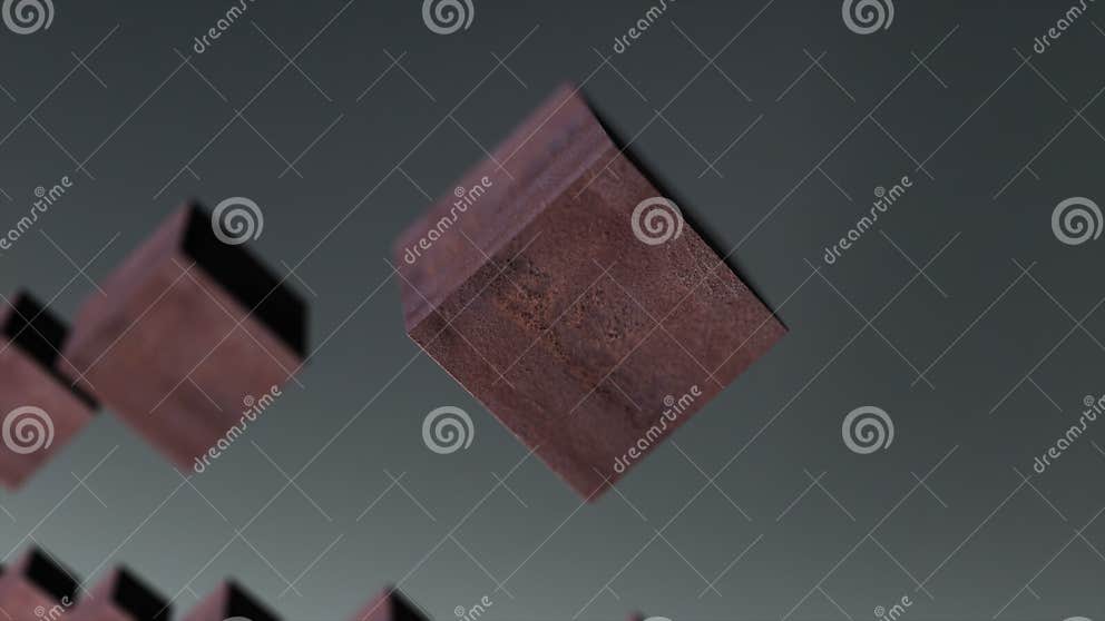 Gravity Metal Rust Cube Abstract Background 3d Animation Stock ...