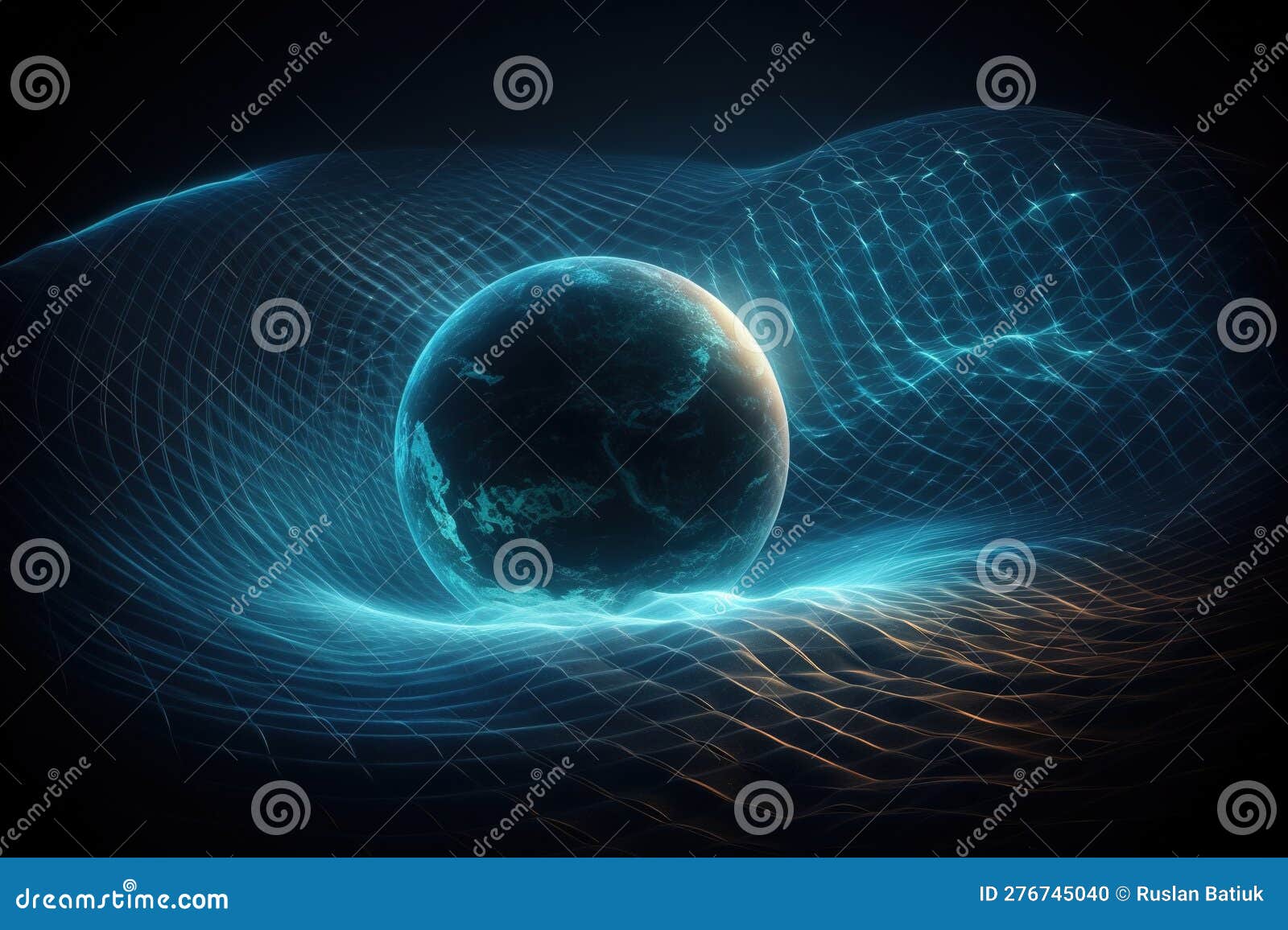 Gravity Planet Earth, Gravitational Waves Concept. Physical And ...