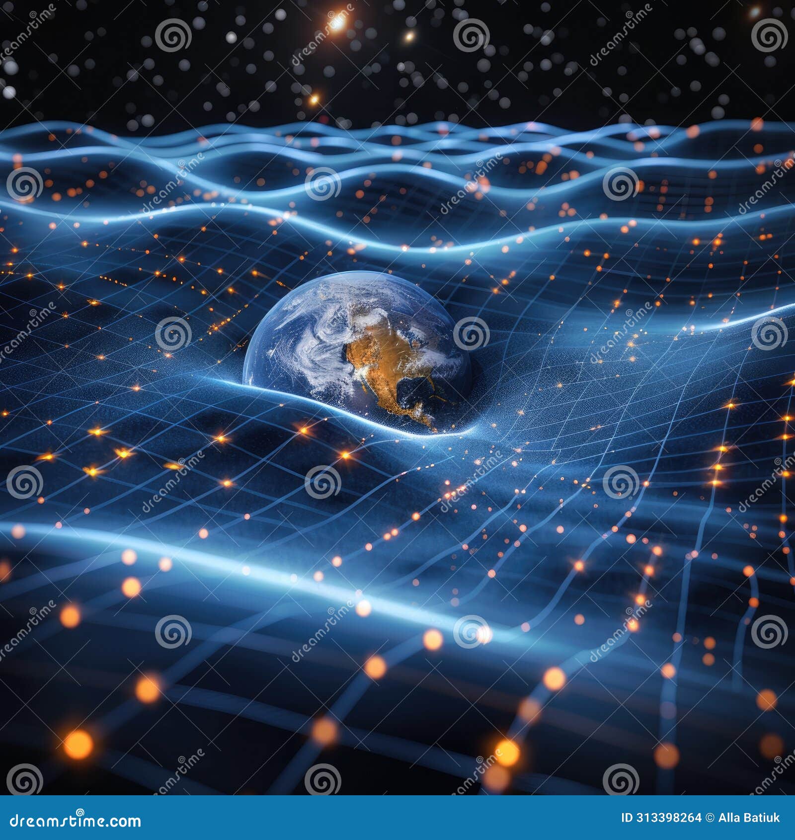 Gravity Planet Earth, Gravitational Waves Concept. Physical And ...