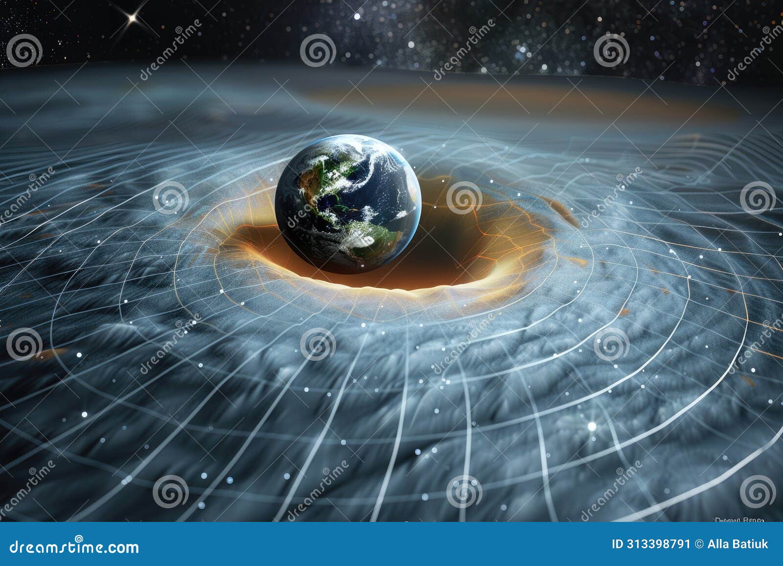 Gravity Planet Earth, Gravitational Waves Concept. Physical And ...