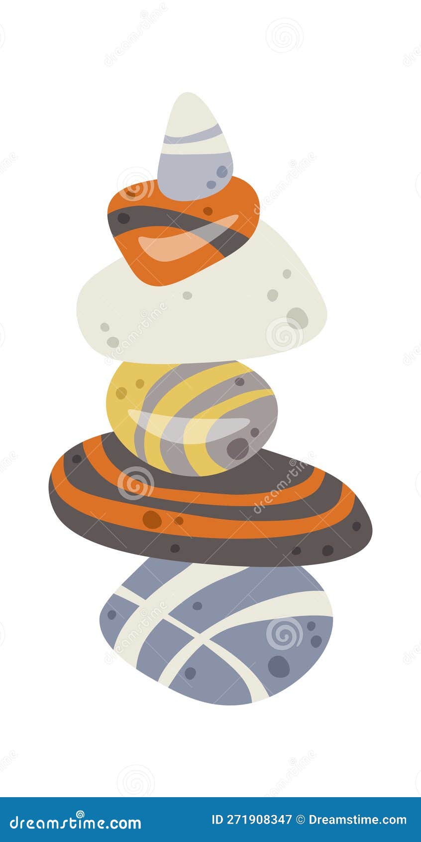 Gravity Stacked Rock Sculptures Flat Illustration Stones with Pattern ...