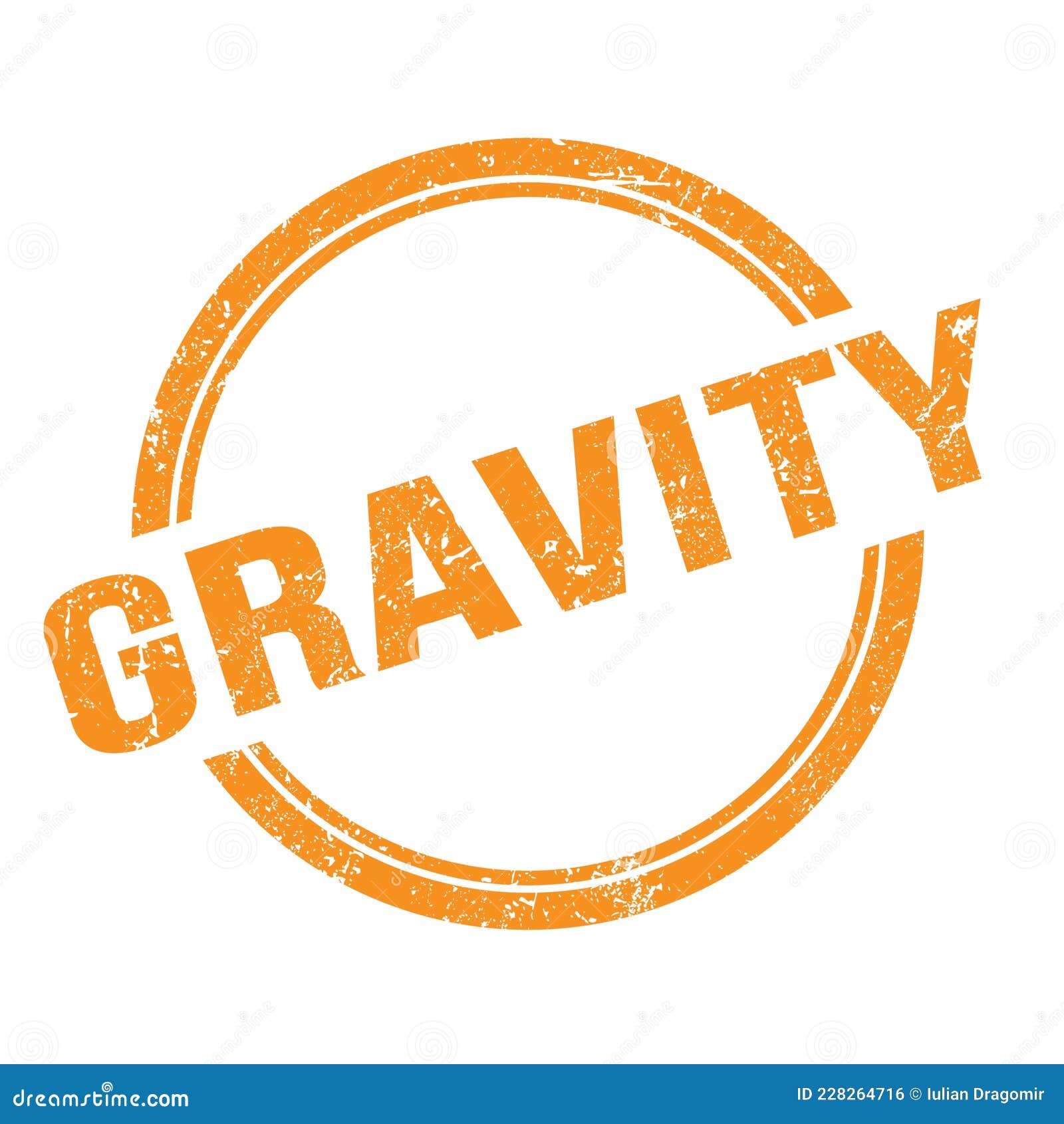 GRAVITY Text Written on Orange Grungy Round Stamp Stock Illustration ...