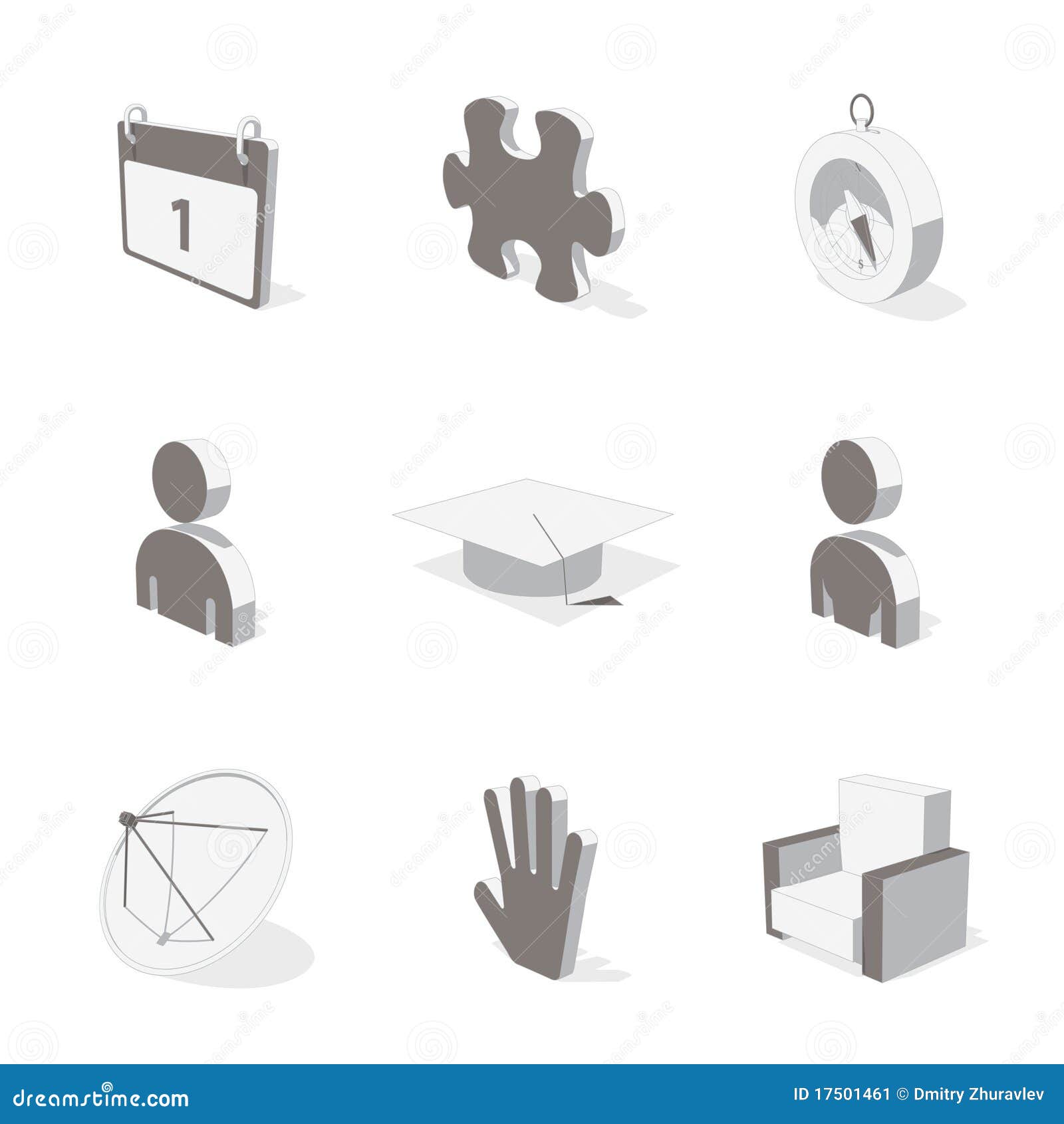 Gray 3D icon set 05 stock vector. Illustration of design - 17501461