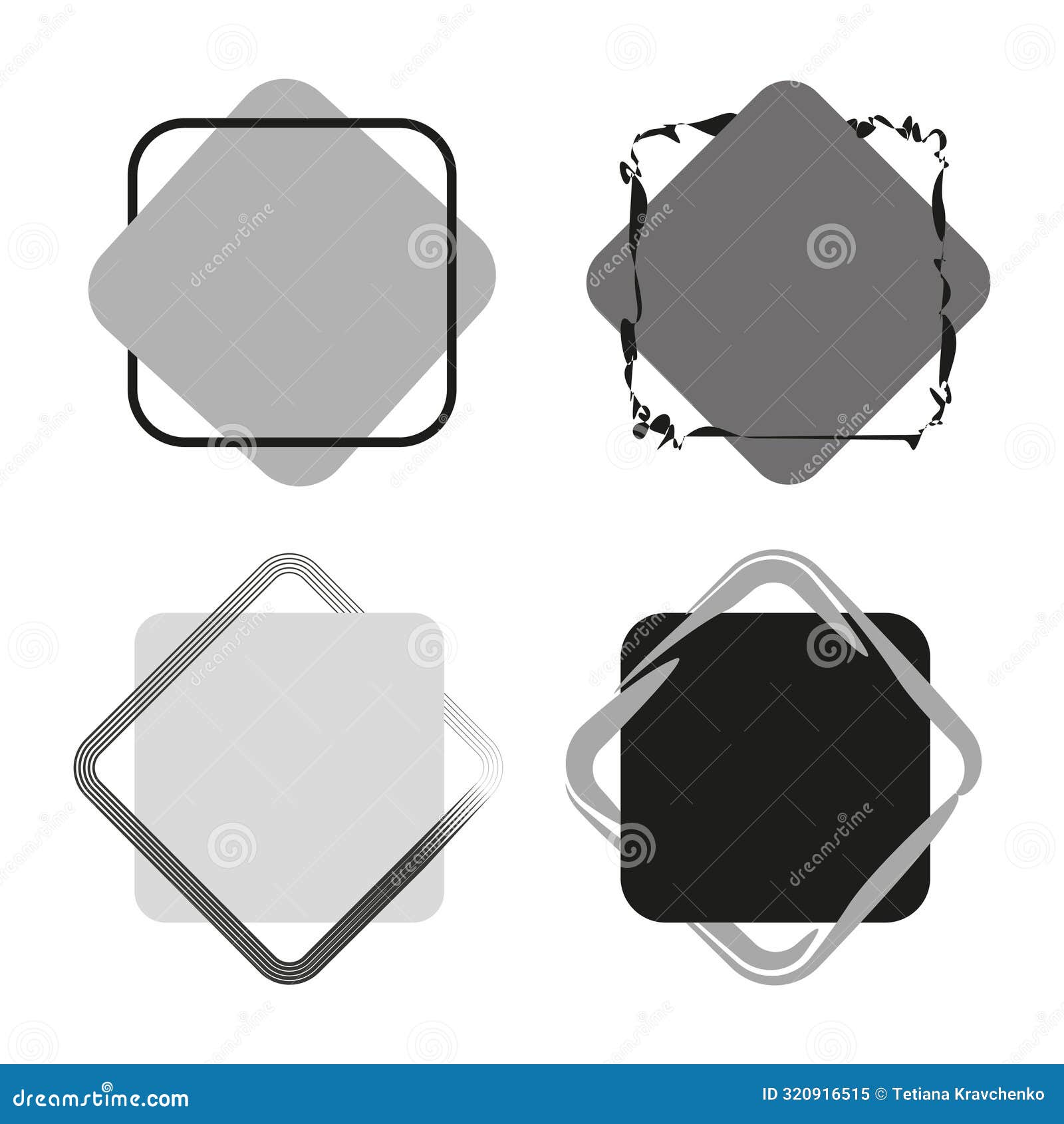 Gray Abstract Shapes. Black Outlines. Modern Design. Vector Set Stock ...